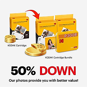 KODAK Mini 3 Retro 4PASS Portable Photo Printer (3x3 inches) + 68 Sheets Bundle, Black