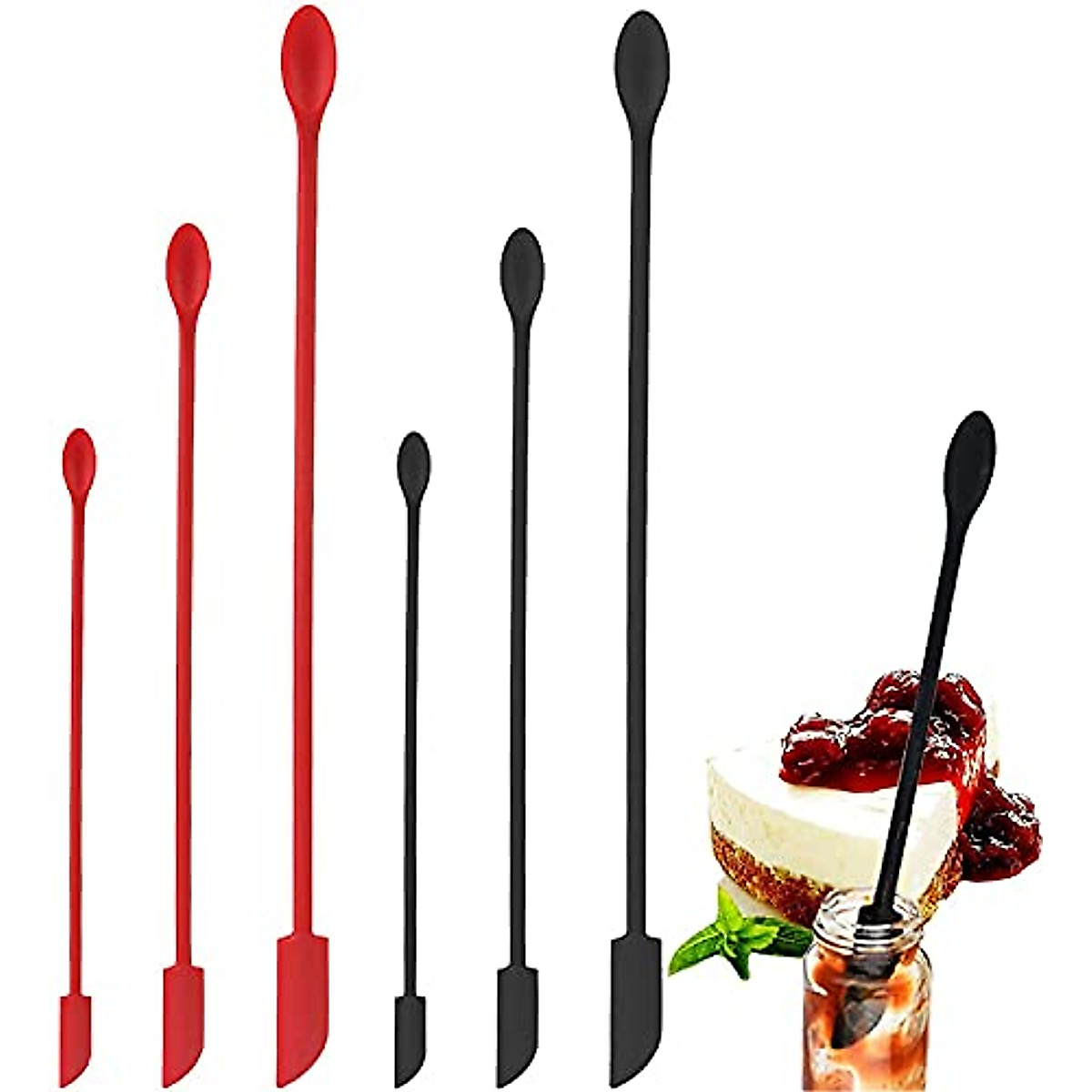 Mini Spatula Silicone, 6 PCS Jar Spatula Last Drop Small Spatulas, Reusable Double-ended Tiny Silicone Spoon Spatula for Kitchen and Beauty