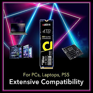 Addlink S95 4TB SSD for PC Storage Upgrade 7200 MB/s Maximum Read Speed PCIe NVMe Gen4 Internal Solid State Hard Drive - M.2 2280 TLC 3D NAND SSD (ad4TBS95M2P) Made in Taiwan