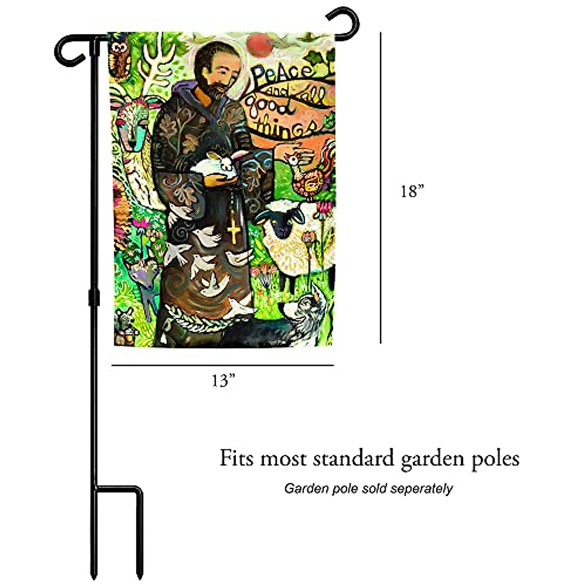 Dicksons St. Francis with Beloved Animals Artistic Fields Polyester Small Garden Flag