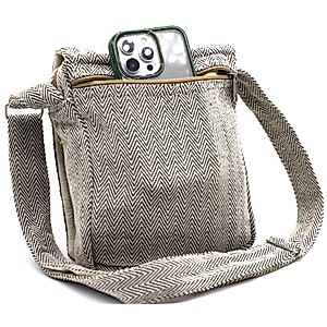 Himalaya Handmade Unique design Mushroom Embroidery Hemp Hobo Passport crossbody bag Festival Travel Bag 100% Himalaya Hemp FAIR TRADE Brown