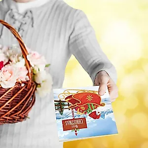 SHAVERUSH Christmas DIY Cards Kit, Rhinestones 5D Gem Art Painting Cards, Diamond Art Greeting Cards, Christmas Santa Claus Cards, Diamonnd Painting Christmas Cards Kits for Adults and Kids