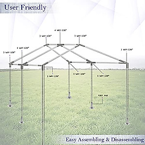 Simond Store Canopy Fitting 3 Way 6 Pc, 4 Way 3 Pc, Footpad 6 Pc, 1-3/8 inch Diameter High Peak Connectors for Carport Frame Boat Shelter Outdoor Canopies Party Tents Garage Batting Cage Garden Shade
