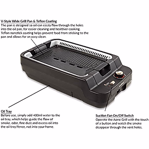Aplusone Grill - Smokeless Electric Eco-Friendly Indoor Grill, Eliminate Smoke and Odor (Black)