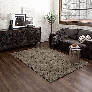 Mohawk Home Francesca Ornamental Medallion Gray 5' x 8' Shag Area Rug Perfect for Living Room, Dining Room, Office