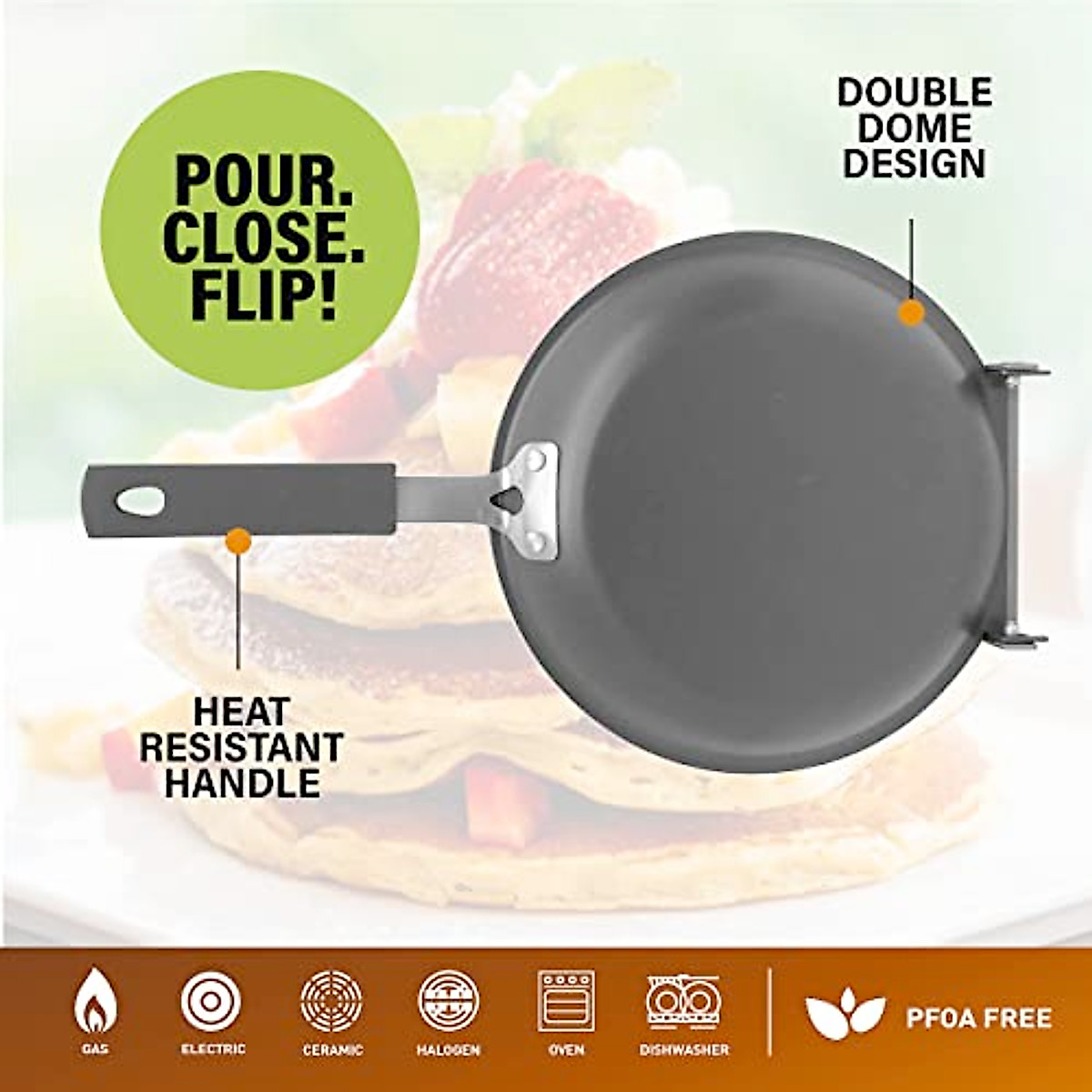 Gotham Steel Double Pan, The Perfect Pancake Maker – Nonstick Copper Easy to Flip Pan, Double Sided Frying Pan for Fluffy Pancakes, Omelets, Frittatas & More! Pancake Pan Dishwasher Safe Large
