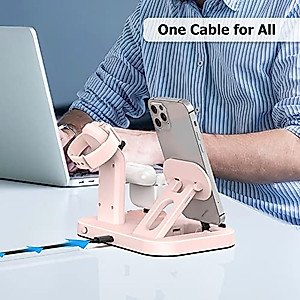 OLEBR Charging Station for Apple Multiple Devices, 3 in 1 Fast Charger Station Dock for iPhone Series 14/13/12/11/X/8 Plus, Charger Stand for iWatch Ultra 8 7 6 SE 5 4 3 2 1 with Adapter(Pink)