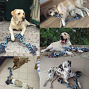 LECHONG Dog Toys for Aggressive Chewers Tough Rope Chew Toys for Large and Medium Dog 3 Feet 5 Knots Indestructible Cotton Rope for Large Breed Dog Tug of War Dog Toy Teeth Cleaning