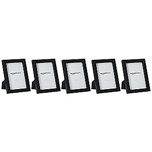 Amazon Basics Rectangular Photo Picture Frame, 5" x 7", Pack of 5, Black