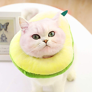 Amersumer 2 Pcs Soft Cute Cat Cotton Cones, Avocado Neck Cone After Surgery, Toast Bread Adjustable Cat Collar, Protective Cat Recovery Elizabethan Collar, Fit for Cats, Kittens and Small Dogs