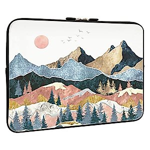 Lapac Laptop Sleeve Bag 13-14 Inch Nature Mountain, Pink Forest Water Repellent Neoprene Light Weight Computer Skin Bag, Sunset Landscape Notebook Carrying Case Bag for MacBook Pro 14, MacBook Air 13