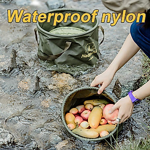 Naturehike Folding Water Bucket, 10L/20L Portable Collapsible Wash Basin Space-saving Water Carrier Storage for Camping Travel Hiking Garden (Army Green, 20L)