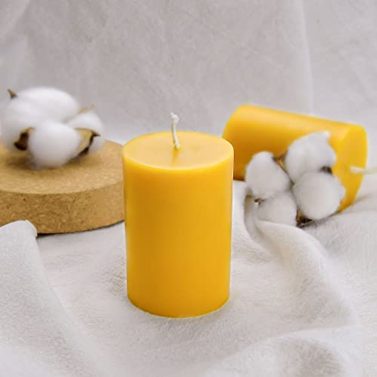 Natural Beeswax Pillar Candle 2x3 inch Set of 4, Dripless Smokeless Pure Brown Raw Beeswax Candle with Natural Scent for Prayer Home Relaxation,80 Hours Burning in Total