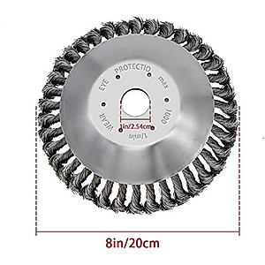 Steel Wire Brush Cutter Trimmer Head Replacement Garden Grass Weed Brush Cutting Head for Rust Removal,Paving Stone, Pavement Joints or Driveway (Adaptor Kits not Included) (8'')