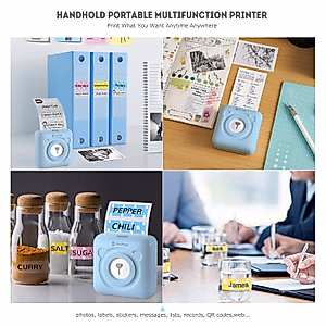 Buyounger Mini Printer, Mini Sticker Printer for iPhone Android Phone, Pocket Printer for Photo Picture Home Office Label Notes QR Code (Blue)