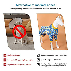 LovinPet Pit Bull Pajamas - Pet Anxiety Relief, Sun Protection Dog Pajamas, Comfy Stretchy Fabric, Dreamy Bear Print, Large Dog Pjs, Pet Jammies,Yellow M