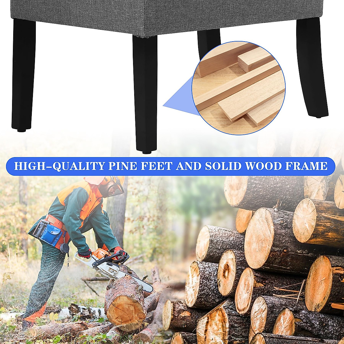 BLKMTY Accent Chair Living Room Chairs Modern Vanity Chair Dining Room Chairs with Curved Backrest and Wood Legs Armless Side Lounge Chair Fabric Accent Chairs for Living Room Bedroom, Grey