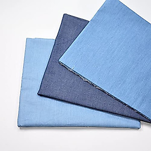 AIVYNA Indigo Blue 5.0 oz 100% Cotton Denim Chambray Fabric,56 Inches Wide, by The Yard Light Col(Light 1Y)