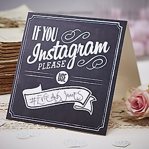 Ginger Ray Vintage Affair If You Instagram Chalkboard Style Card Signs for Wedding or Parties, Black (AF-671)