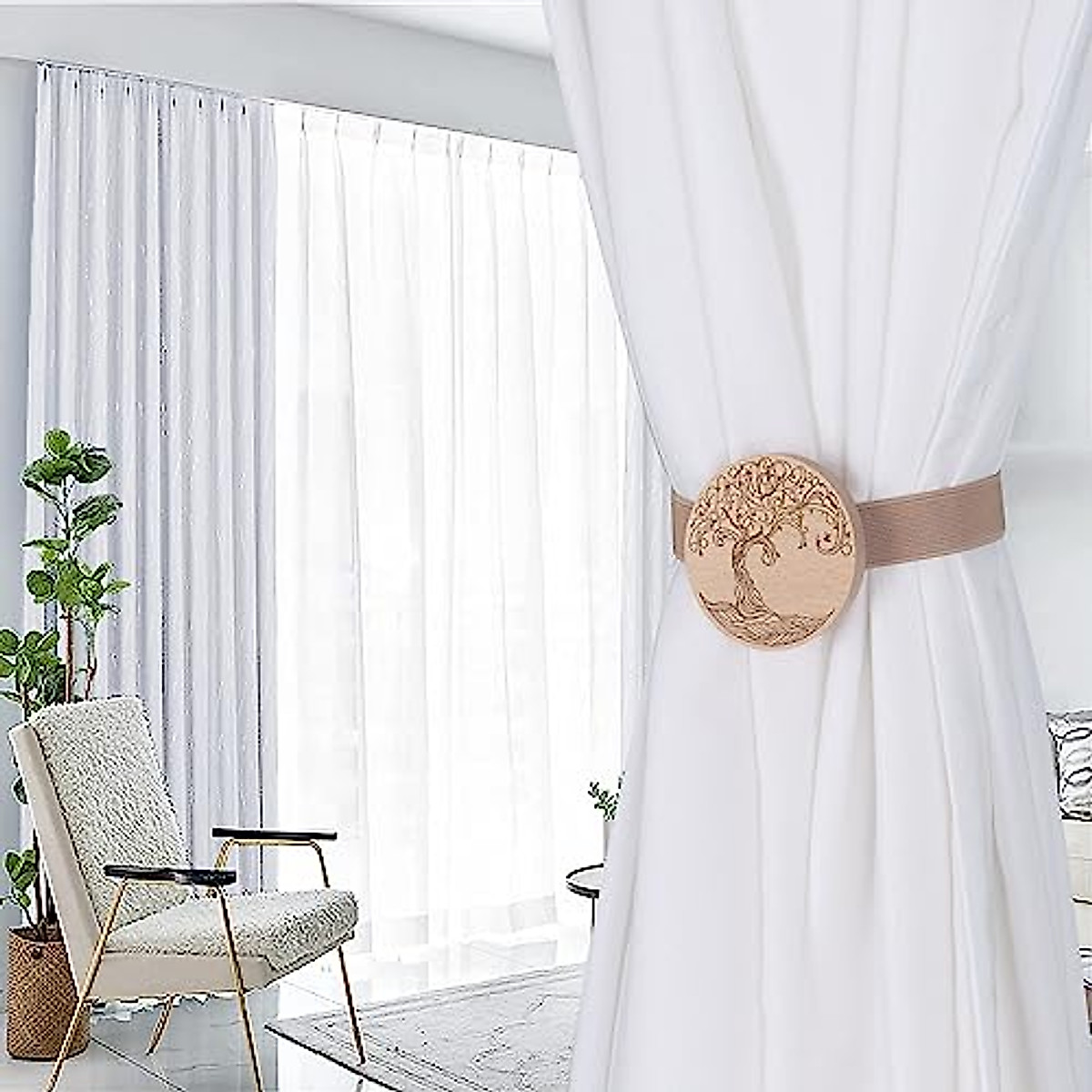 2 Pack Magnetic Curtain Tiebacks, Life Tree Curtain Holdbacks Curtain Tiebacks Curtain Ties Magnetic Tie Backs Curtain Pull Backs Curtain Tie Backs for Curtains