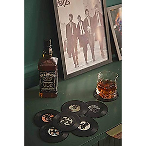 The Beatles - 8 Piece Mini Vinyl Record Coaster Set with Tin & Magnetic Bottle Opener by Retro Musique