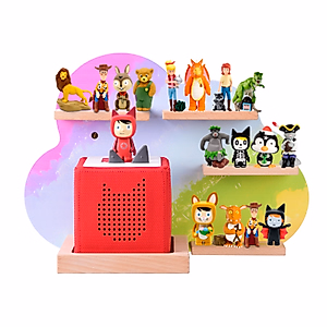DDgro Wooden Shelf for Toniebox Audio Player Starter Set Playful Magnetic Storage Rack for Tonie Characters, Charger (Cloud Shape)