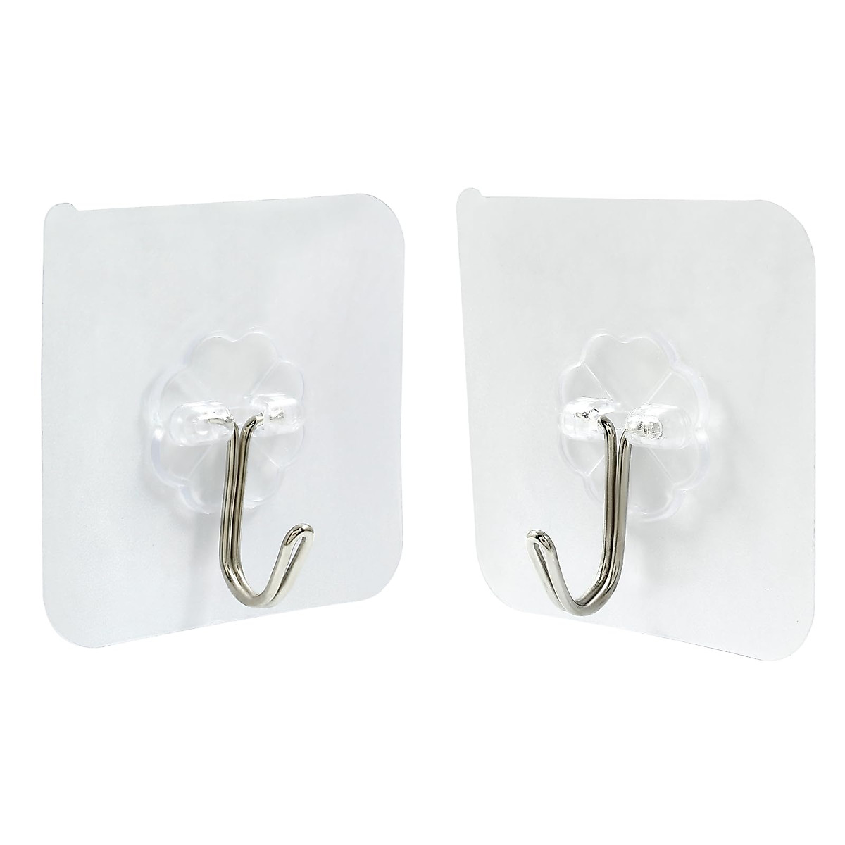Moicstiy Adhesive Hooks Heavy Duty Self Adhesive Wall Hooks Transparent Waterproof Reusable Seamless Sticky Hooks for Kitchens, Bathroom, Office(60 Pcs)