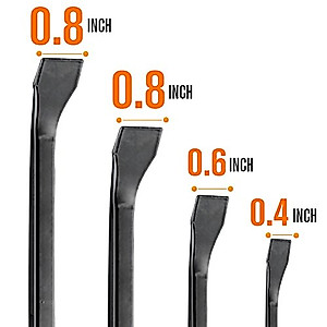 REXBETI Pry Bar Set, Heavy Duty Pry Bar 4-Piece Mechanic Hand Tools, Thicker Strike Cap Handle, Black Orange