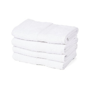 OBA HOME Cotton Large Hand Towels, Hair Towels, 20" x 35" - Set of 4 (White)