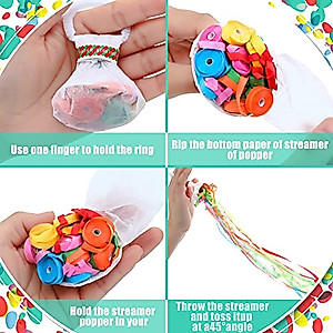 30 Pieces Hand Throw Streamers White Throw Streamers No Mess Confetti Crackers for Wedding, Birthday, Graduation Party Favors