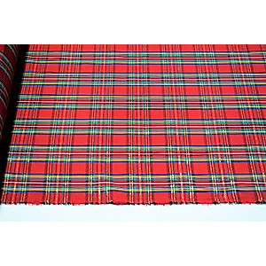 Fields Fabrics Double-Face 2-Sided Yarn-Dyed Taffeta Red Green Holiday Plaid with Metallic Gold 60" Wide Polyester/Lurex Fabric by The Yard (D245.22)