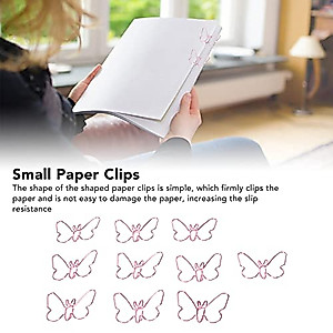 Pssopp 100Pcs Cute Paper Clips, Pink Butterflies Shape Electroplating Process Bookmark Clips for File Classification