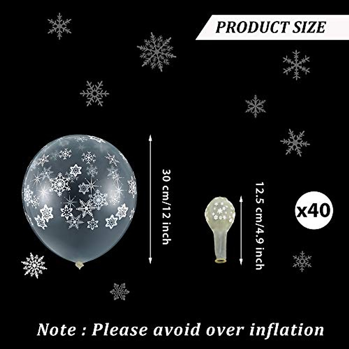 40 Pieces Clear Snowflake Balloons Winter Transparent Snowflake Latex Balloons for Christmas Birthday Wedding Party Decorations