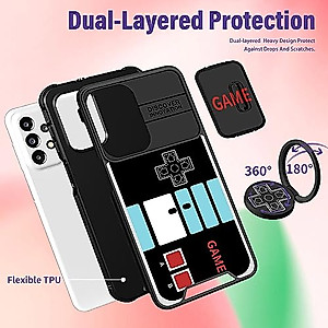 Funermei (2in1 for Samsung Galaxy A23 5G Case for Women Game-Boys Cute Console Phone Cover Girls Men Cartoon Fashion Cool Design with Camera Cover and Ring Stand for Galaxy A23 5G/4G Case