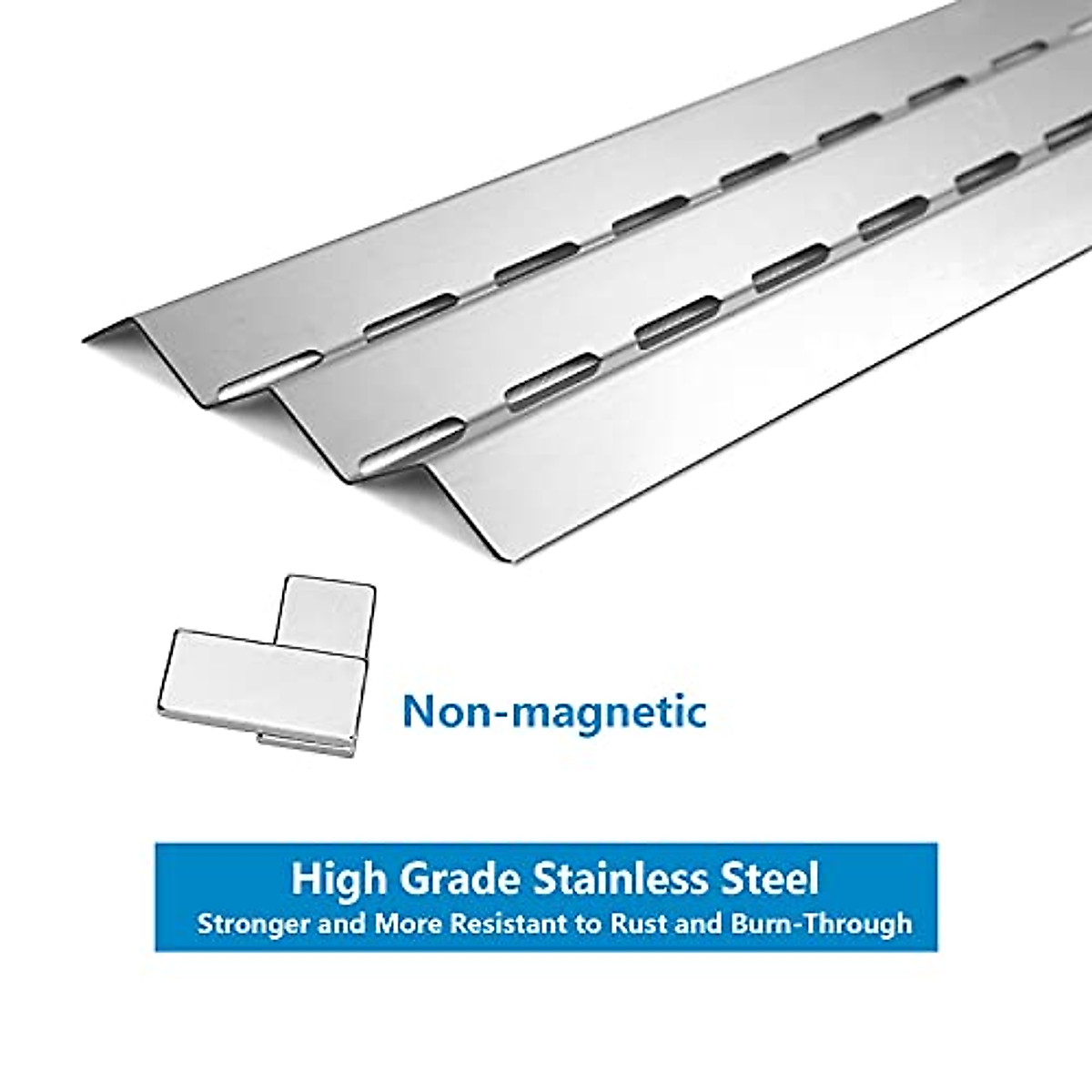 Heat Plate Tent Shield Replacement for Huntington, Broil-Mate, Sterling, Master Forge, Perfect Flame, GrillPro, Lowes Gas Grill Models, Stainless Steel Burner Cover Flame Tamer, 4-Pack, 17 9/16"