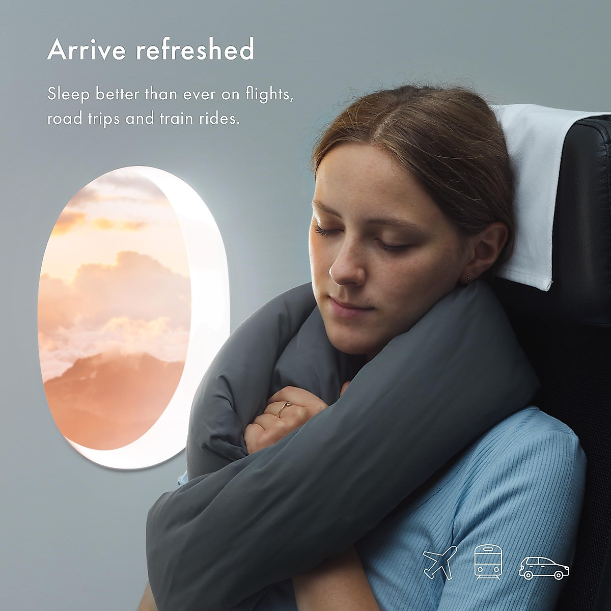 Huzi Infinity Pillow - Travel Neck Pillow - Versatile Soft 360 Support Scarf - Machine Washable - Home Travel Flight Road Trips (Navy)