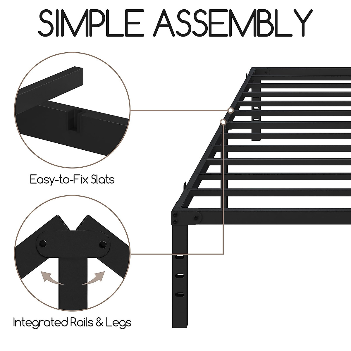 Yaheetech 16 Inch Full Bed Frames Heavy Duty Metal Platform Bed with Under Bed Storage, No Box Spring Needed, Easy Assembly, Sturdy Steel Slat Support, Black