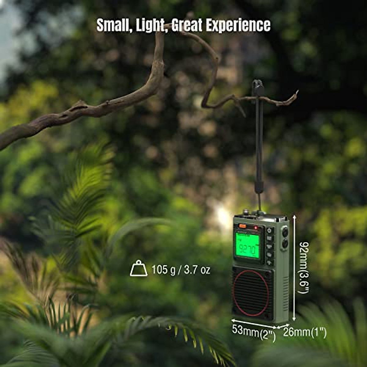 Raddy RF75A APP Control Shortwave Radio, Portable AM/FM/VHF/SW/WB Receiver with Bluetooth, Pocket Radio Rechargeable w/ 9.85 Ft Wire Antenna