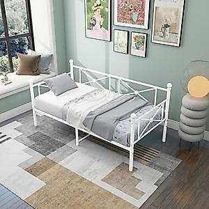 ARFARLY Sofa Bed Daybed Frame Multifunctional Mattress Foundation Premium Steel Slat Support Sofa Bed Frame with Headboard,Twin,Twin XL