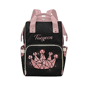 Black Pink Snowflake Diaper Bags Backpack with Name Personalized Baby Bag Nursing Nappy Bag Gifts
