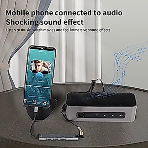 QIANRENON USB C Docking Station, USB 3.0 Hub with 3.5mm Audio Headphone + Microphone Jack Hub Digital & Audio Hub USB C 3.0 Multiport OTG Allocator for Computer Smart Phone