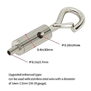 YQL Portable Hook & Eye Turnbuckle Tension for 1/16-3/32 Galvanized /304/316 Stainless Steel Cable Guide Wire Rope light hanging Suspension Accessories Pack-6