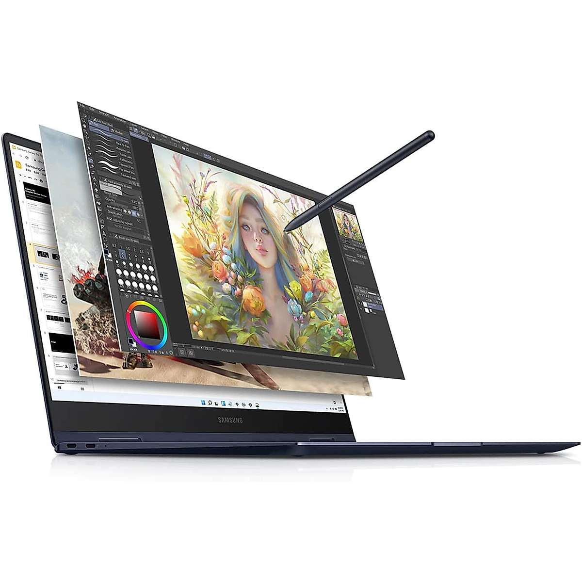 SAMSUNG Galaxy Book Pro 360 15.6'' 2-in-1 Touchscreen (i7-1165G7,16GB RAM,512GB PCIe SSD,Active Stylus),FHD Convertible Laptop,Thunderbolt 4,Backlit,Fingerprint,HDMI Cable,Windows 11 Home,Mystic Navy