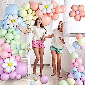 Daisy Balloon Garland Arch Kit,Retro Hippie Boho Macaron Pastel Balloons Garland Daisy Flower Balloons For Birthday Baby Shower Bridal Wedding Groovy Daisy Party Decorations