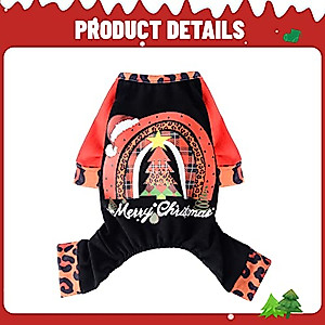 Dog Pajamas for Small Dogs Girl Boy Puppy Pjs Pet Onesies for Chihuahua Yorkie Teacup Cute Christmas Leopard Soft Stretch Cat Clothes Outfit Apparel Doggy Jumpsuit, Small,Leopard Christmas Tree