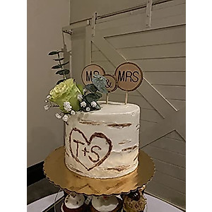3 Pcs Mr&Mrs Toppers Natural Wood Cake Decoration Chic Rustic Wedding Mr Mrs Letter Topo for Couple Sweetheart Party Anniversary Birthday