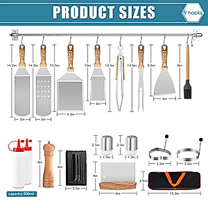 HaSteeL 20Pcs Griddle Accessories, Complete Stainless Steel Griddle Spatula Kit, Perfect for Outdoor Teppanyaki Flat Top Grilling Cooking Camping, Heavy Duty Melting Dome, Metal Spatulas, Burger Press