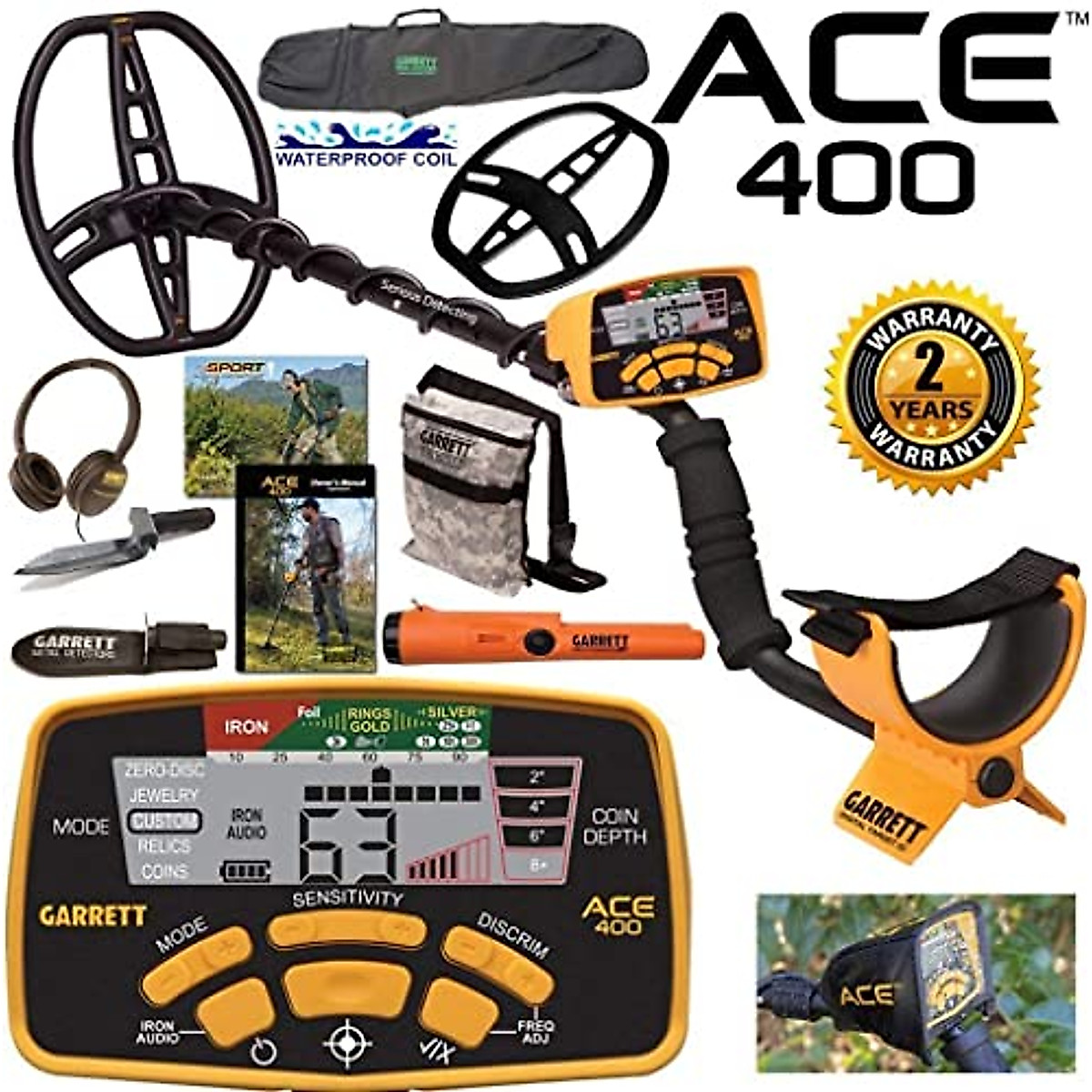 Garrett ACE 400 Metal Detector with DD Waterproof Coil and Premium Accessories