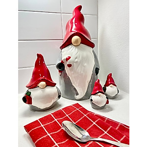 10 Strawberry Street Nordic Gnome Set Cookie Jar, 4 Piece, Gray/Red