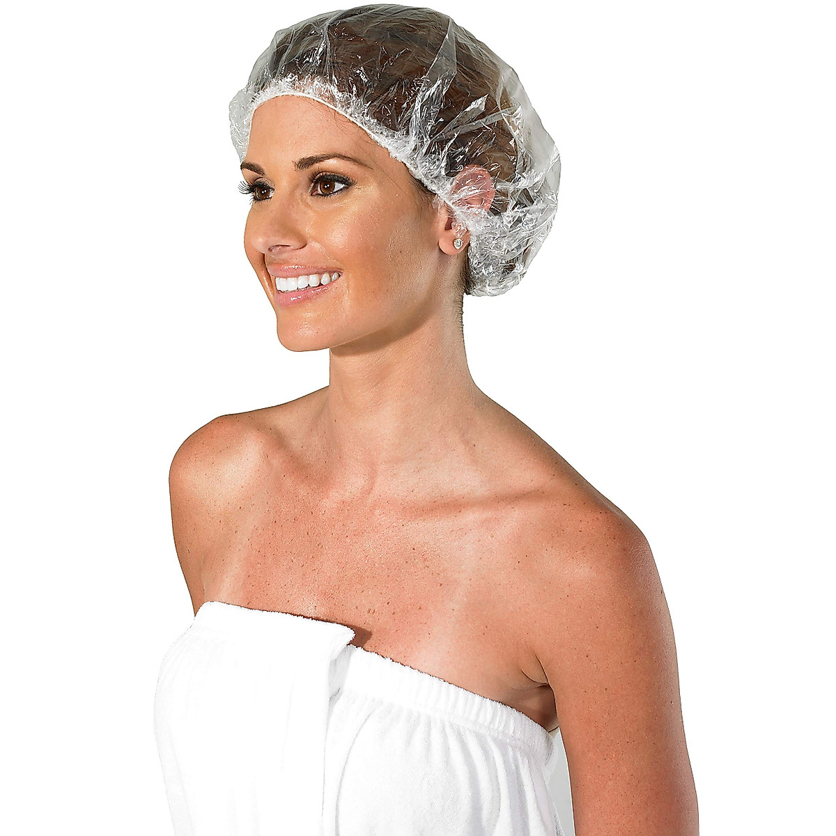 Colortrak Professional Bouffant Processing Caps, Single Use, Contain Hair During Perms, Conditioners, Relaxers, and Coloring, 21 Inch Diameter, Clear Plastic, Usable as Shower Cap, 100 Per Pack